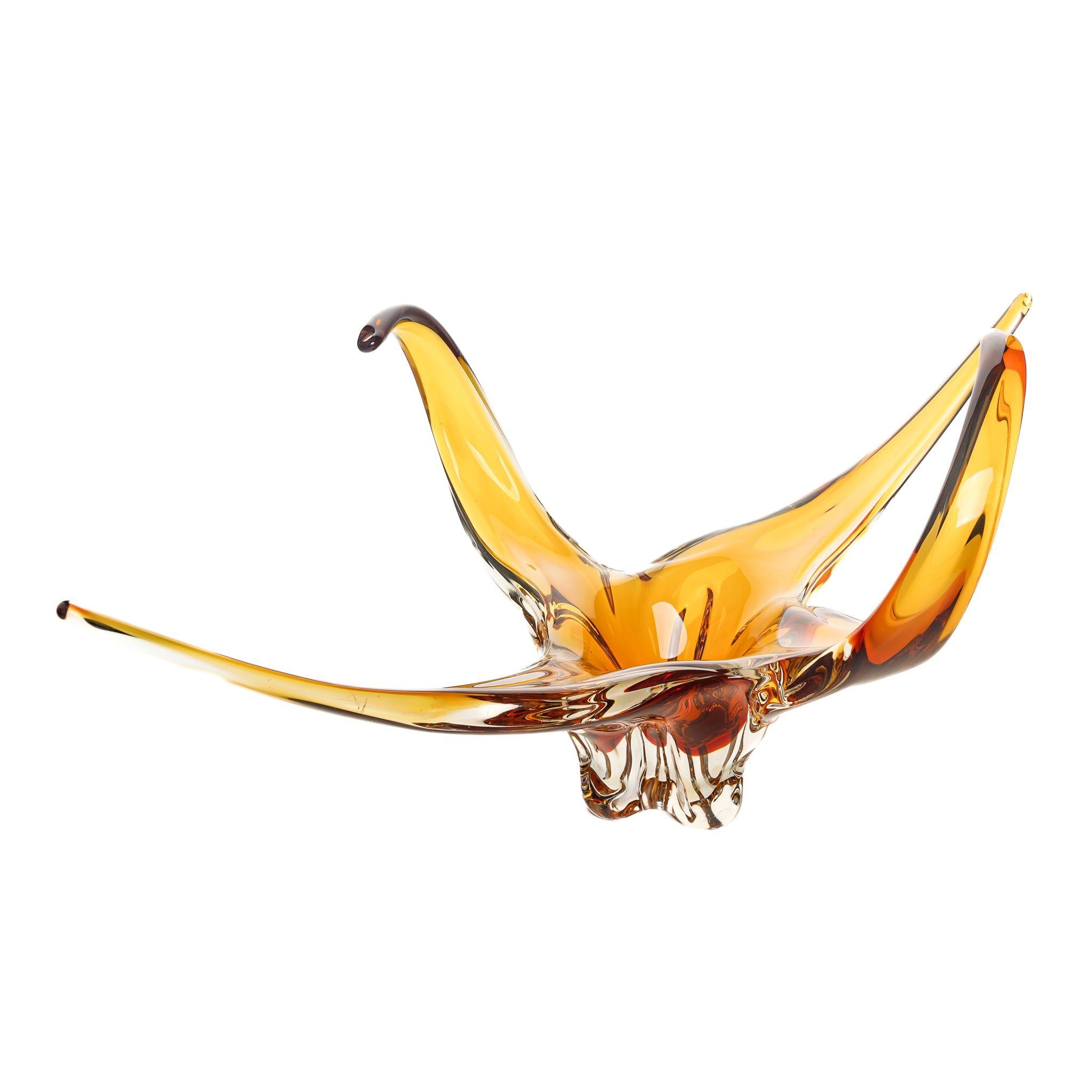 CHALET Free Form Art Glass Basket Amber - Around The Block