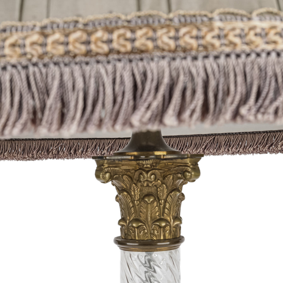 Bronze And Glass Column Lamp With Shade - Around The Block