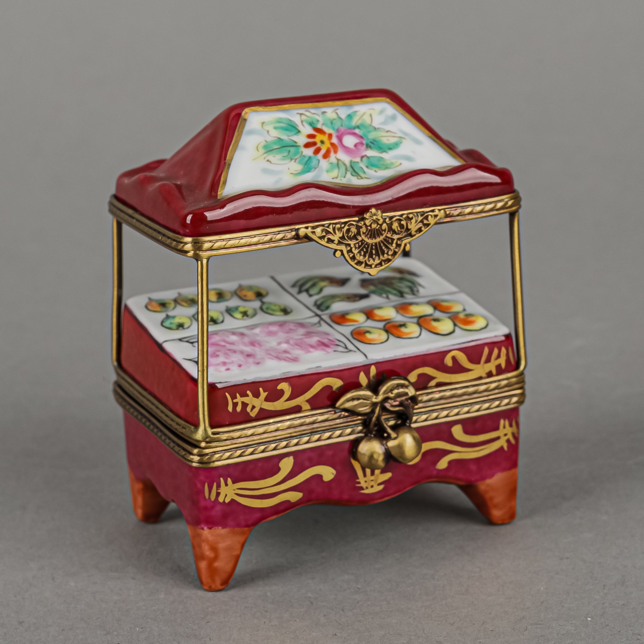 Limoges Hand Painted Pill Box Fruti Stand - Around The Block