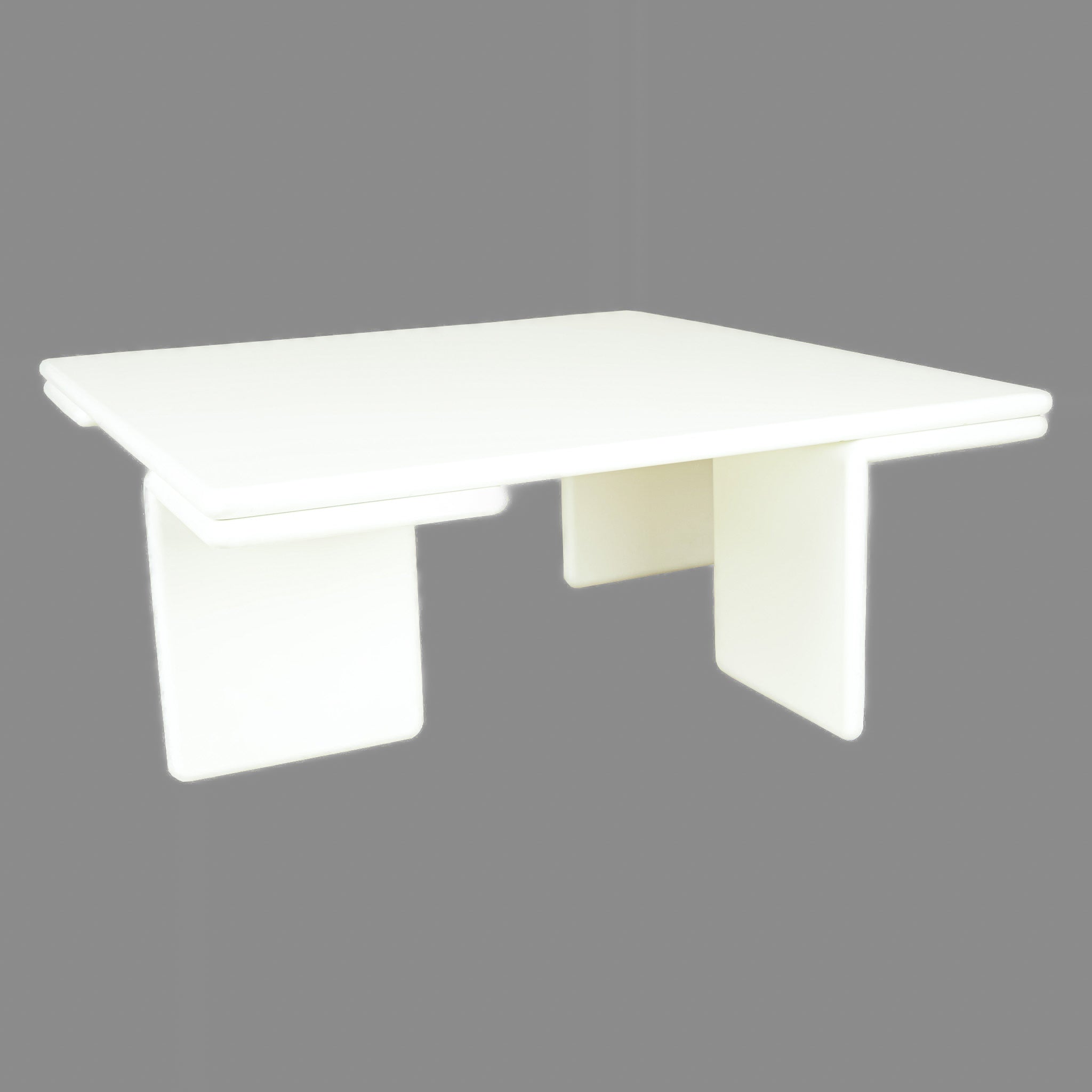 White Modern Coffee Table With Offset Angle Legs - Around The Block