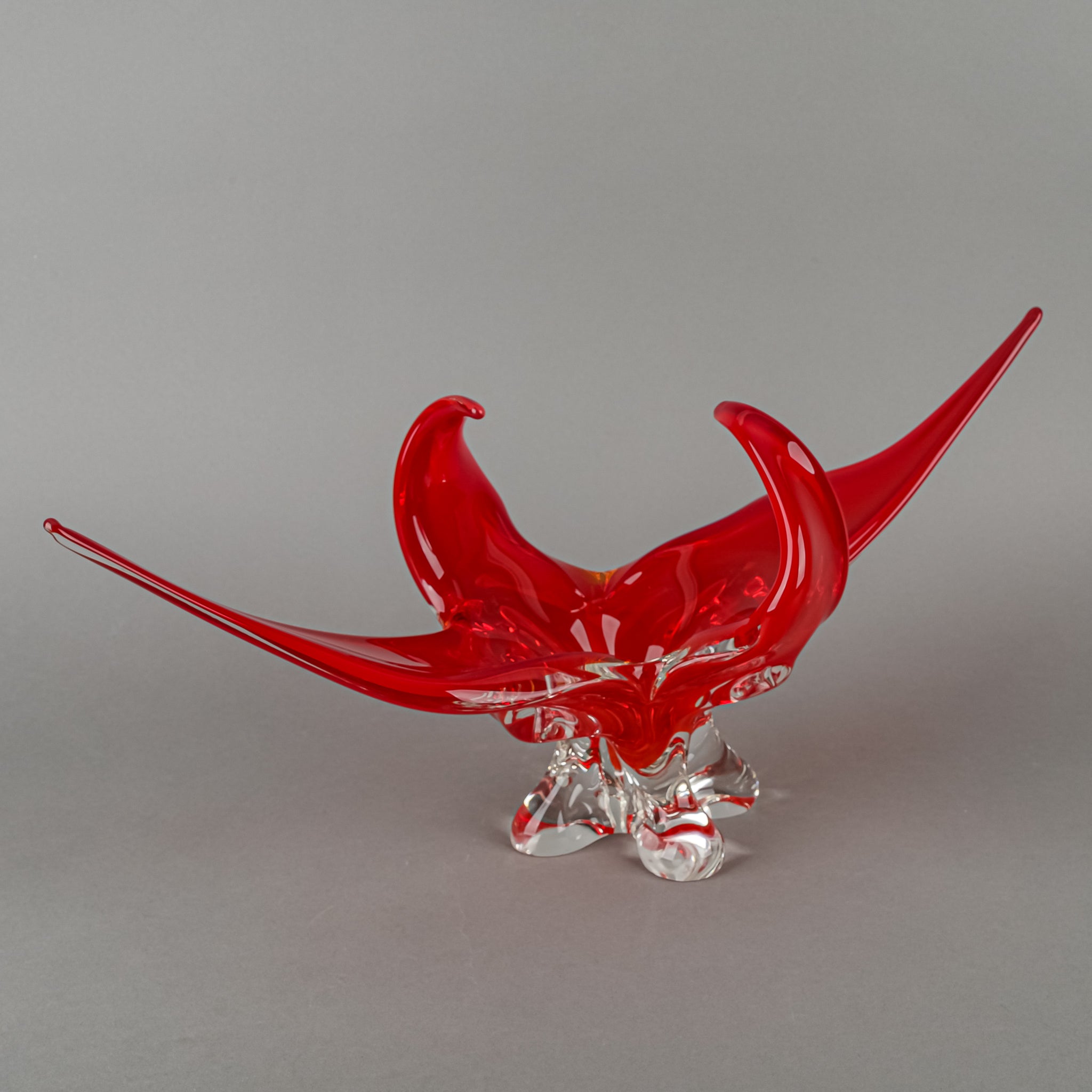 Lorraine/Chalet Style Free Form Art Glass Basket Red - Around The Block