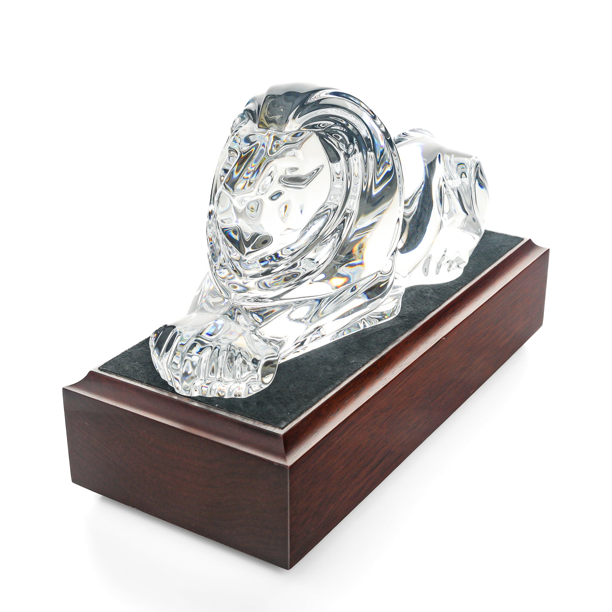 STEUBEN Fig Crystal Lion With Stand - Around The Block