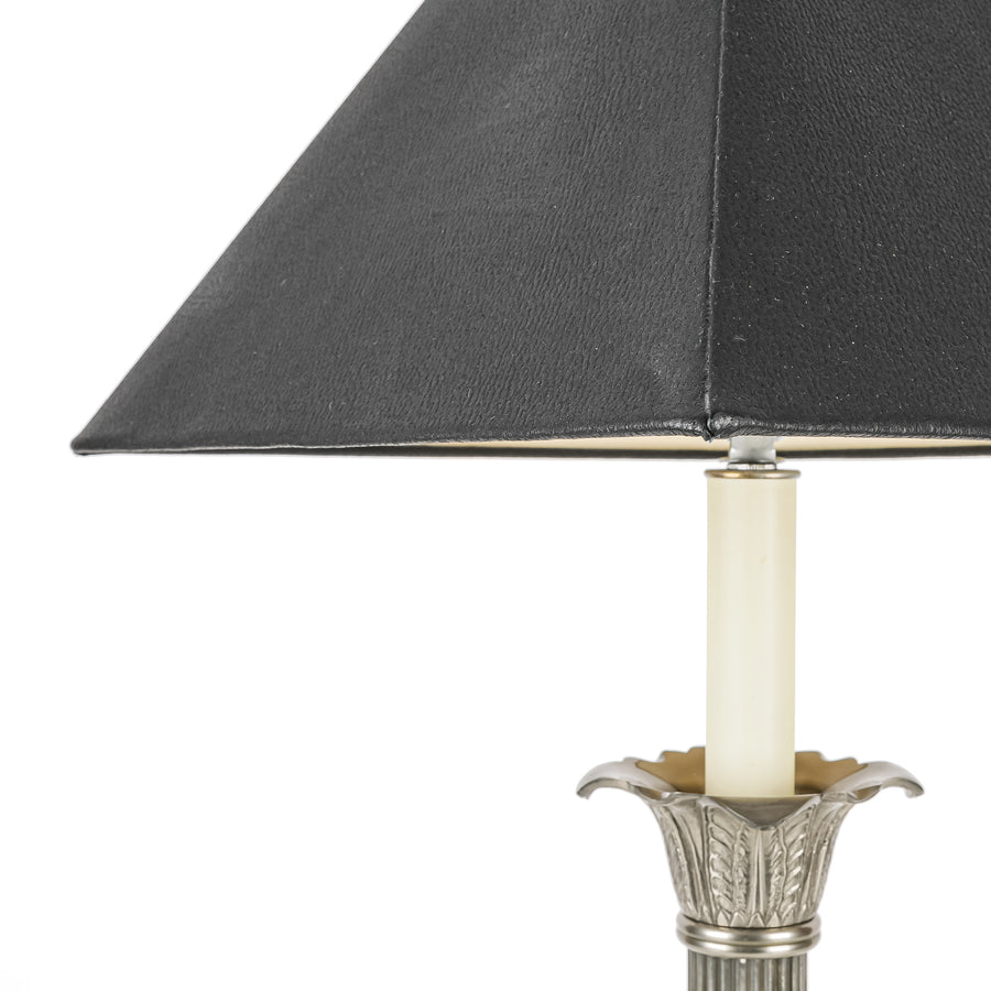 FREDERICK COOPER Silver Finish Cast Metal Column Lamp With Shade ...