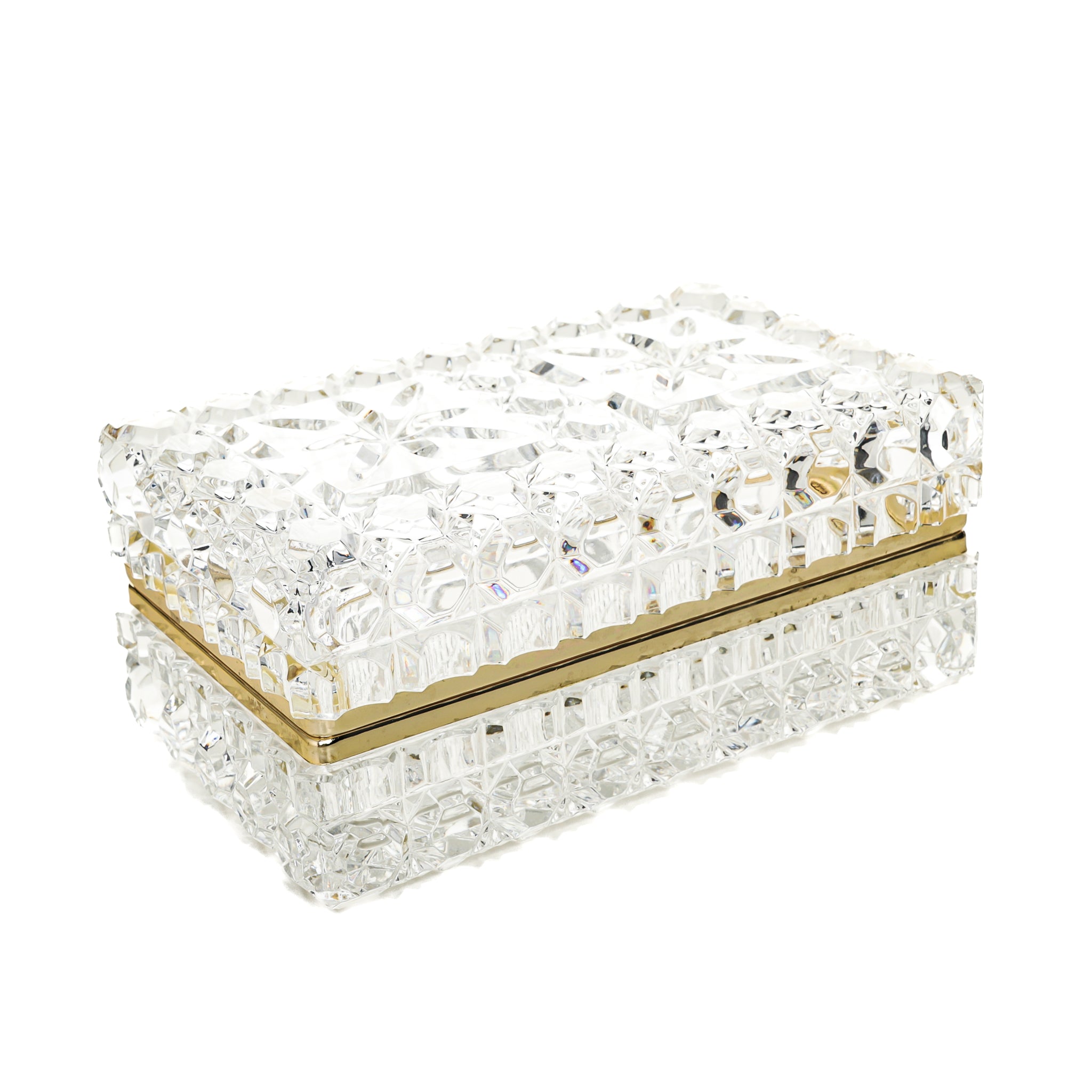 Cut Crystal Casket With Brass Mounts - Around The Block