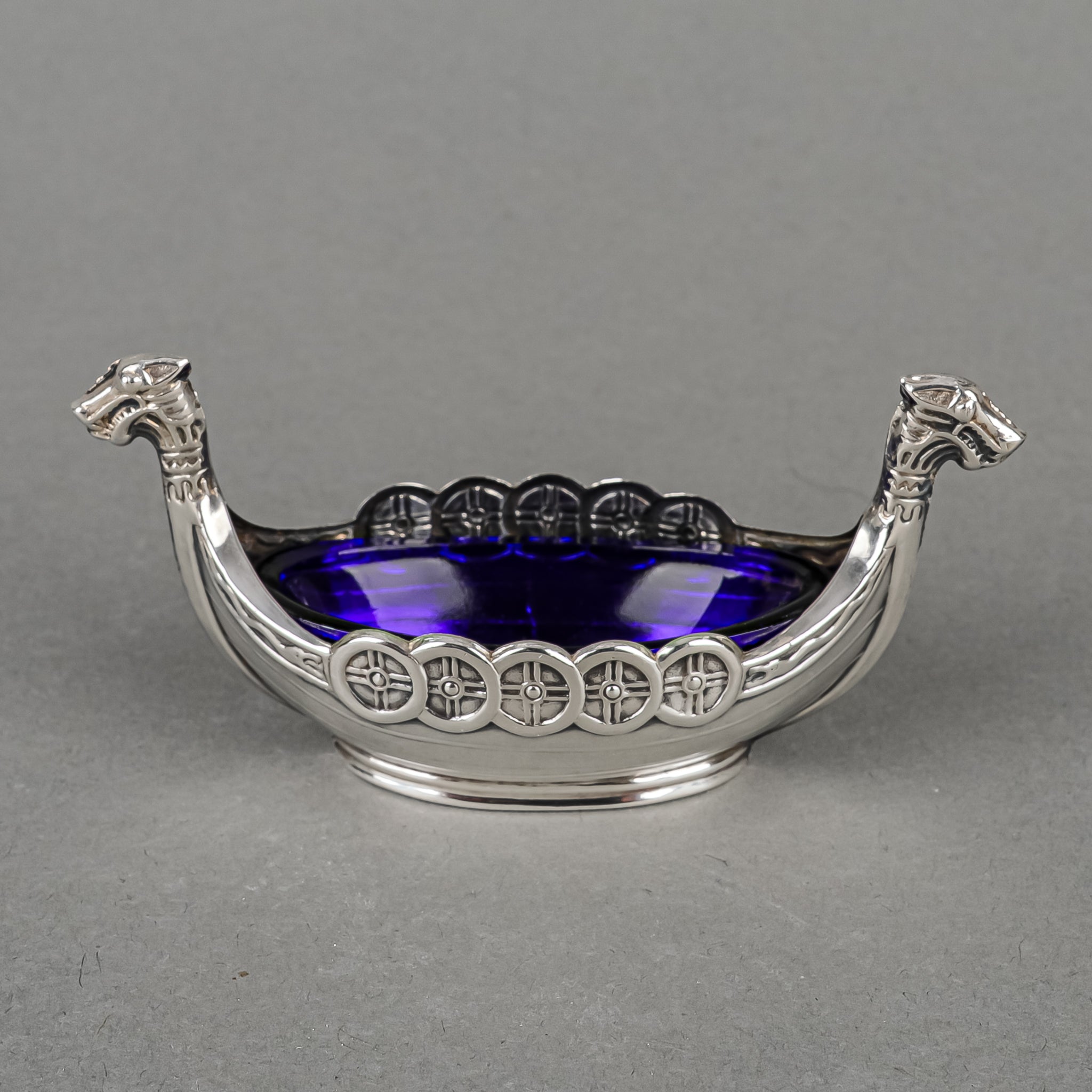 Swedish Sterling Viking Ship Salt Cellar With Liner - Around The Block