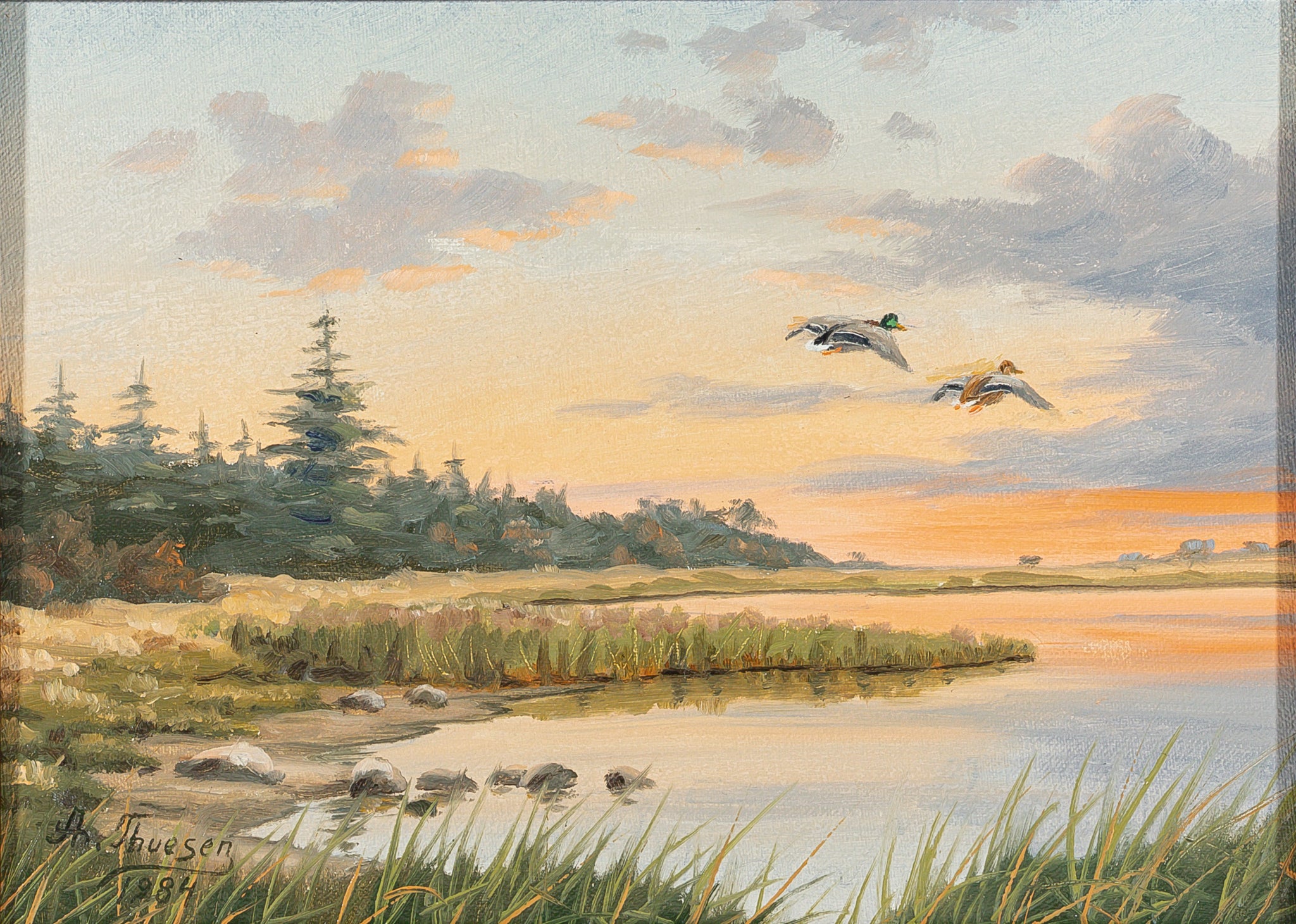 Aksel Thuesen (Danish 1920) Flying Mallards - Around The Block