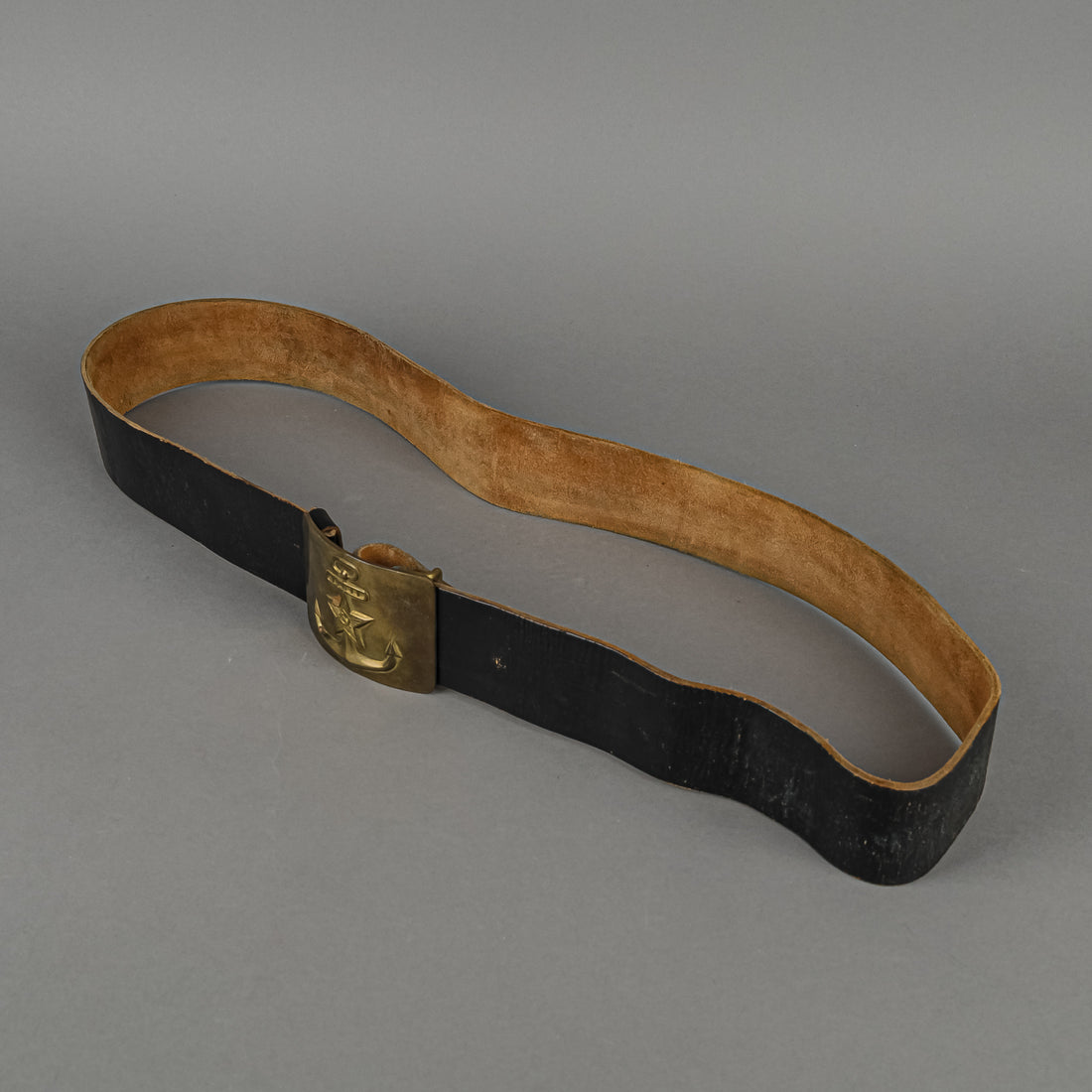 Soviet Russian Naval Belt Buckle With Leather Belt - Around The Block