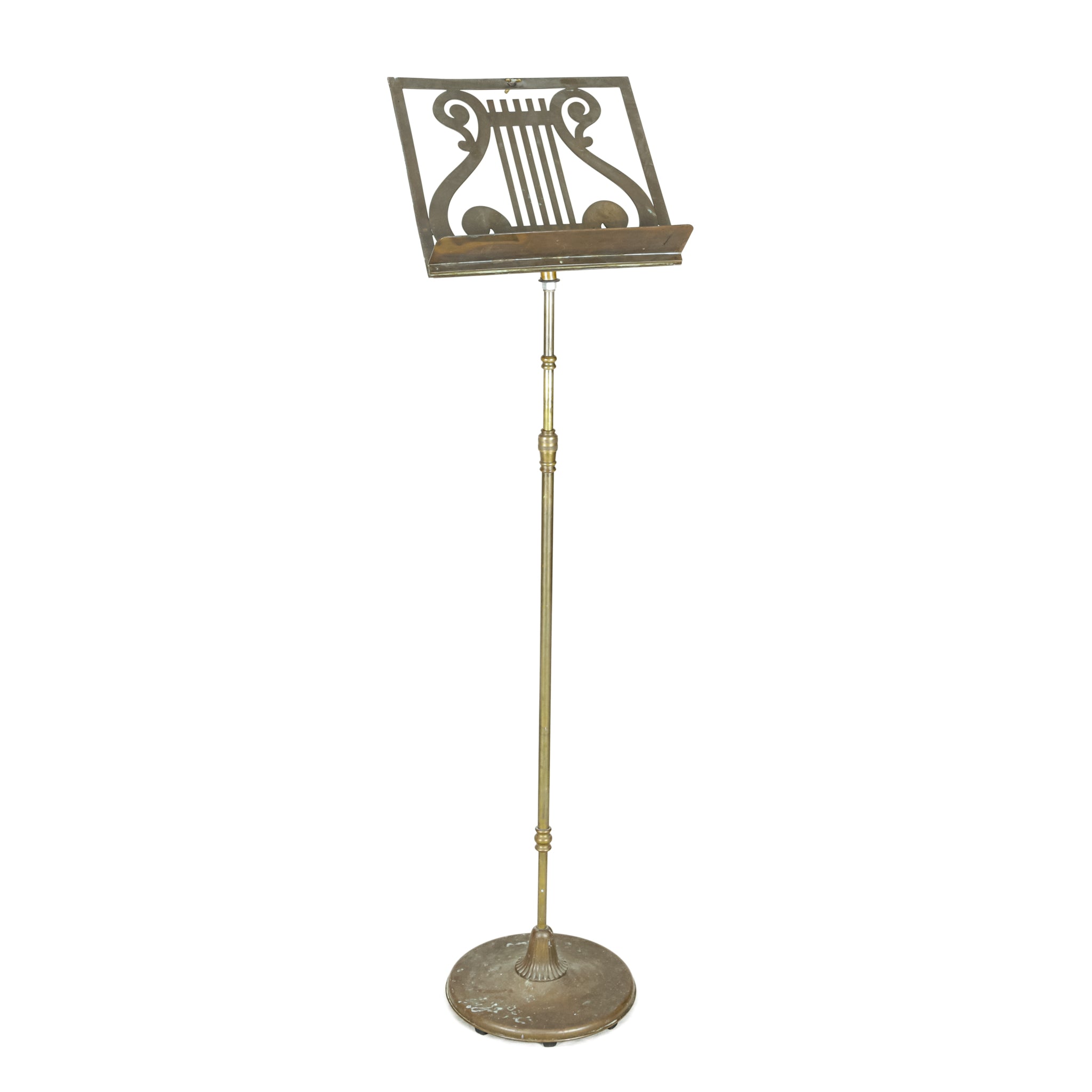 Vintage Brass Music Stand Lyre Motif - Around The Block