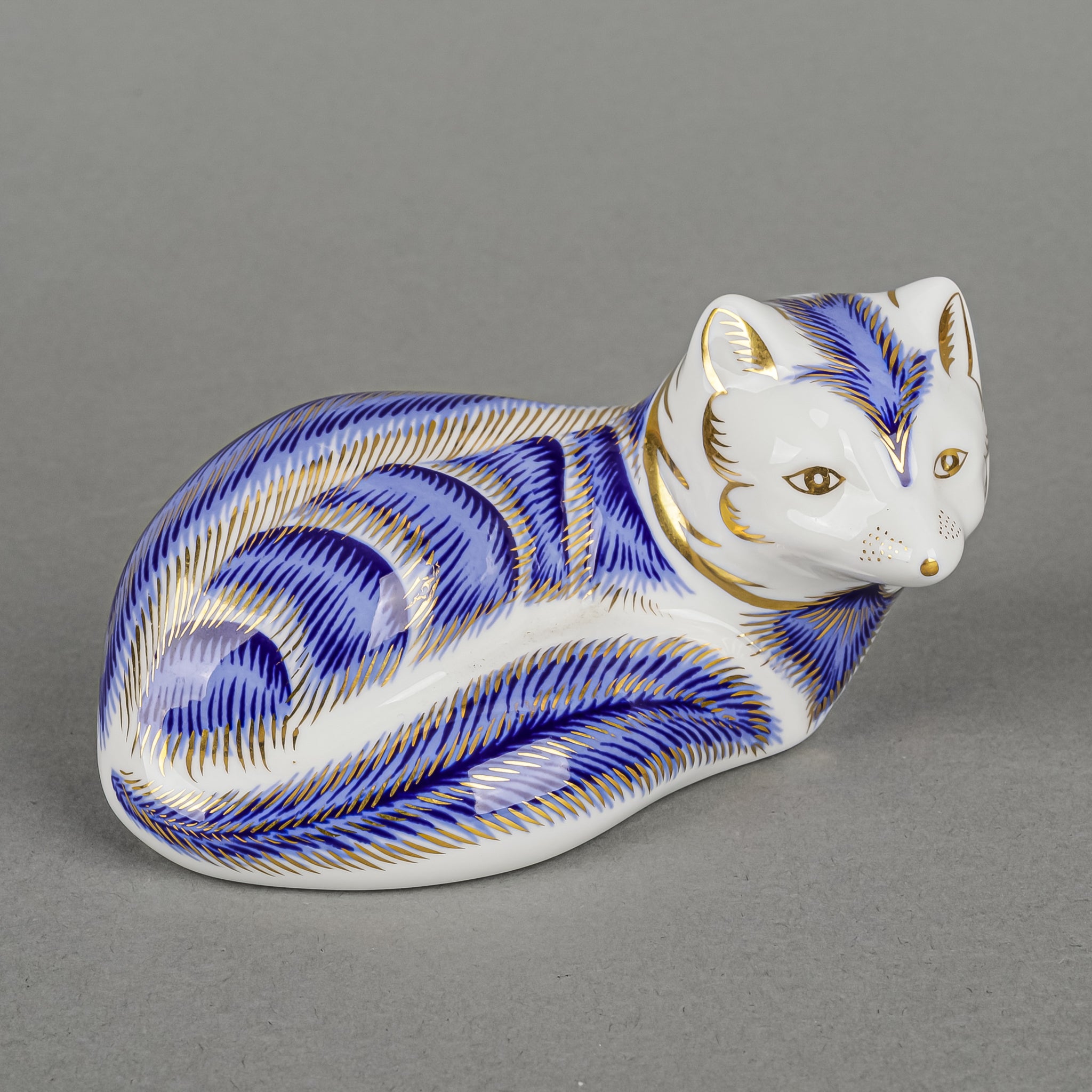 ROYAL CROWN DERBY Paperweight Arctic Fox - Around The Block