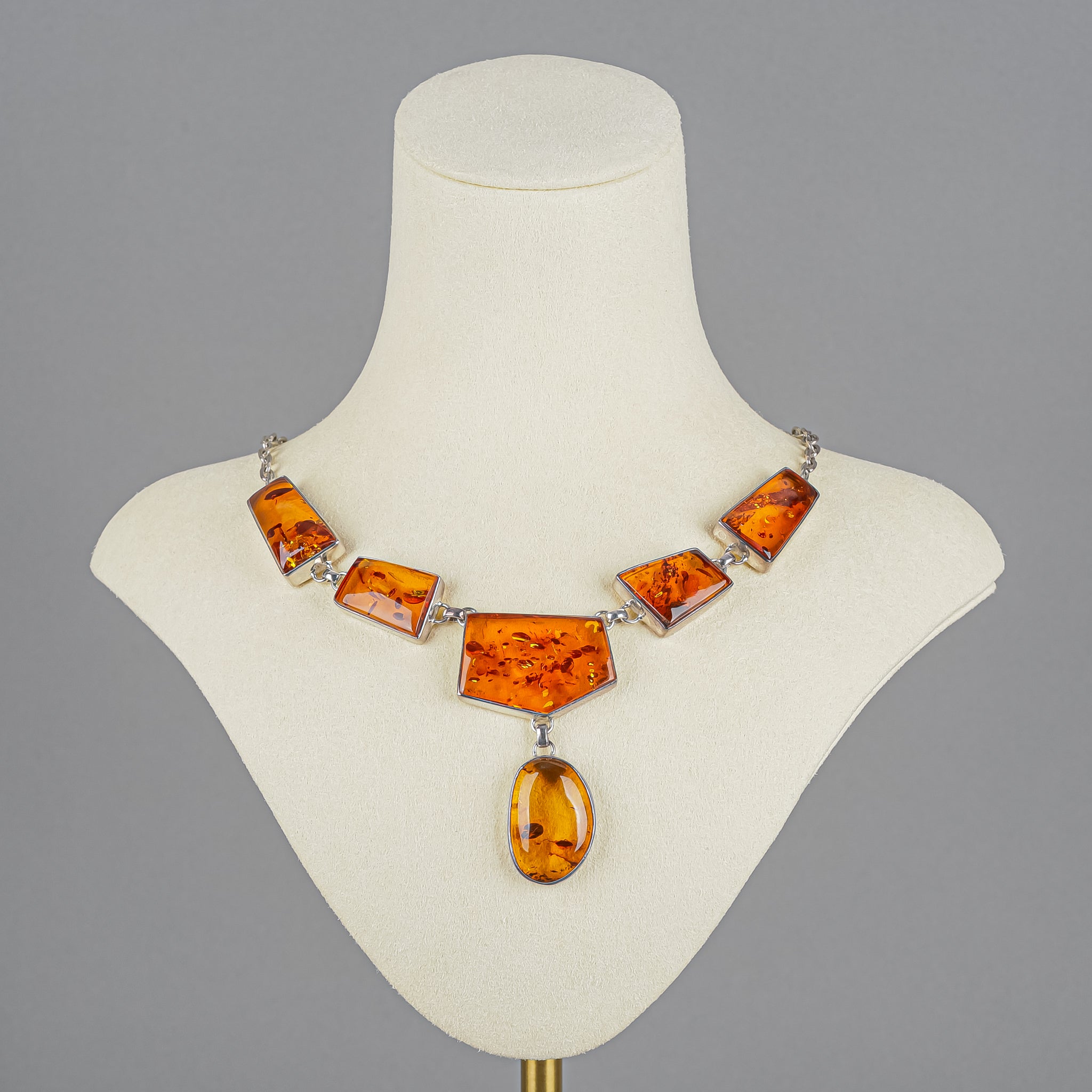 Sterling Amber Collarette Necklace - Around The Block