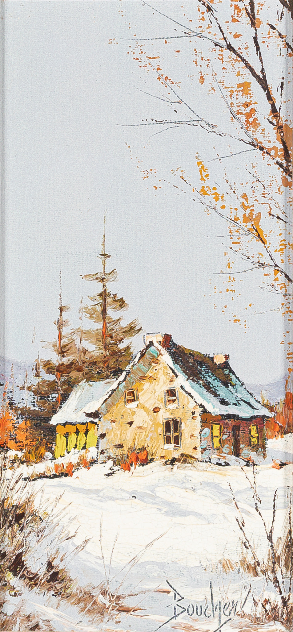 Louis Pierre Boucher (Canadian 1942) Winter Cottage - Around The Block