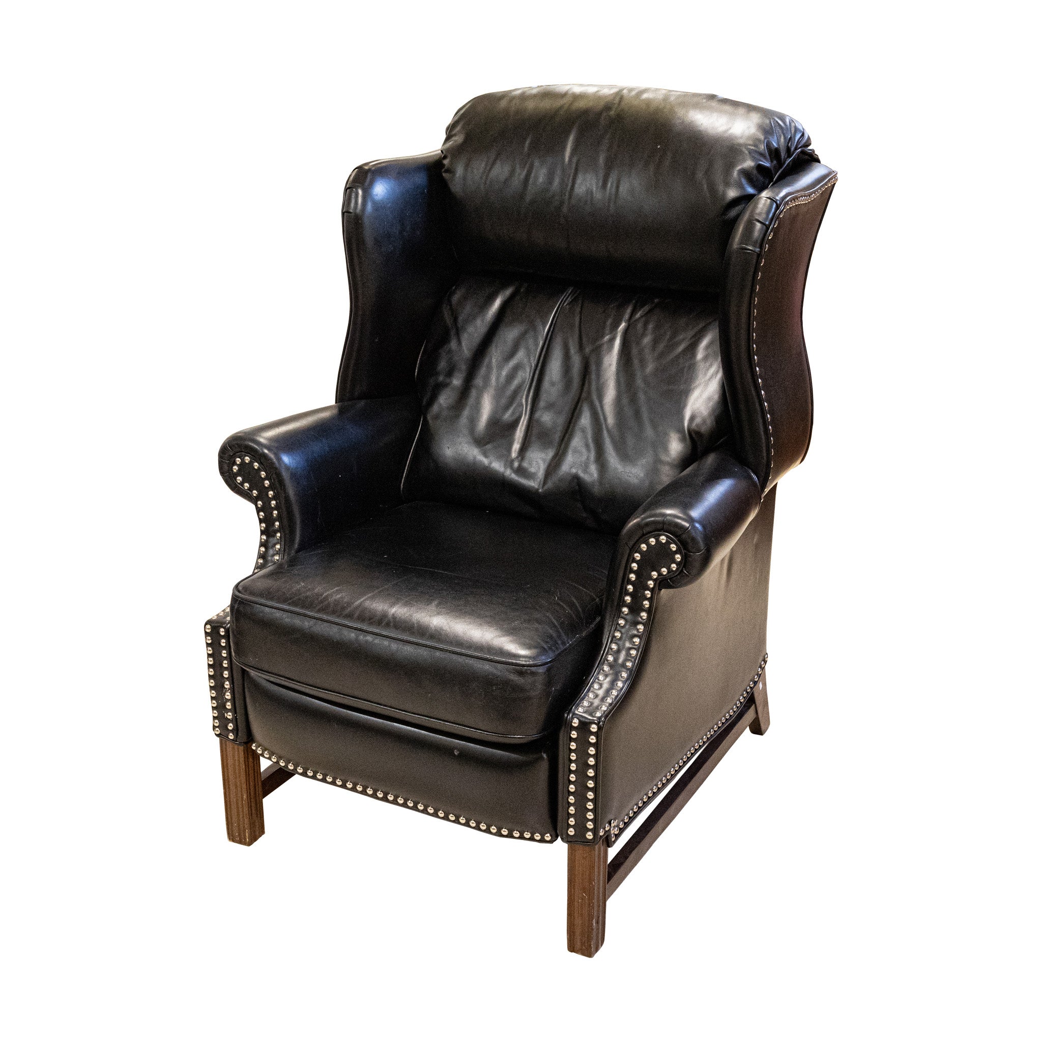 VOGEL Black Leather & Nailhead Recliner - Around The Block