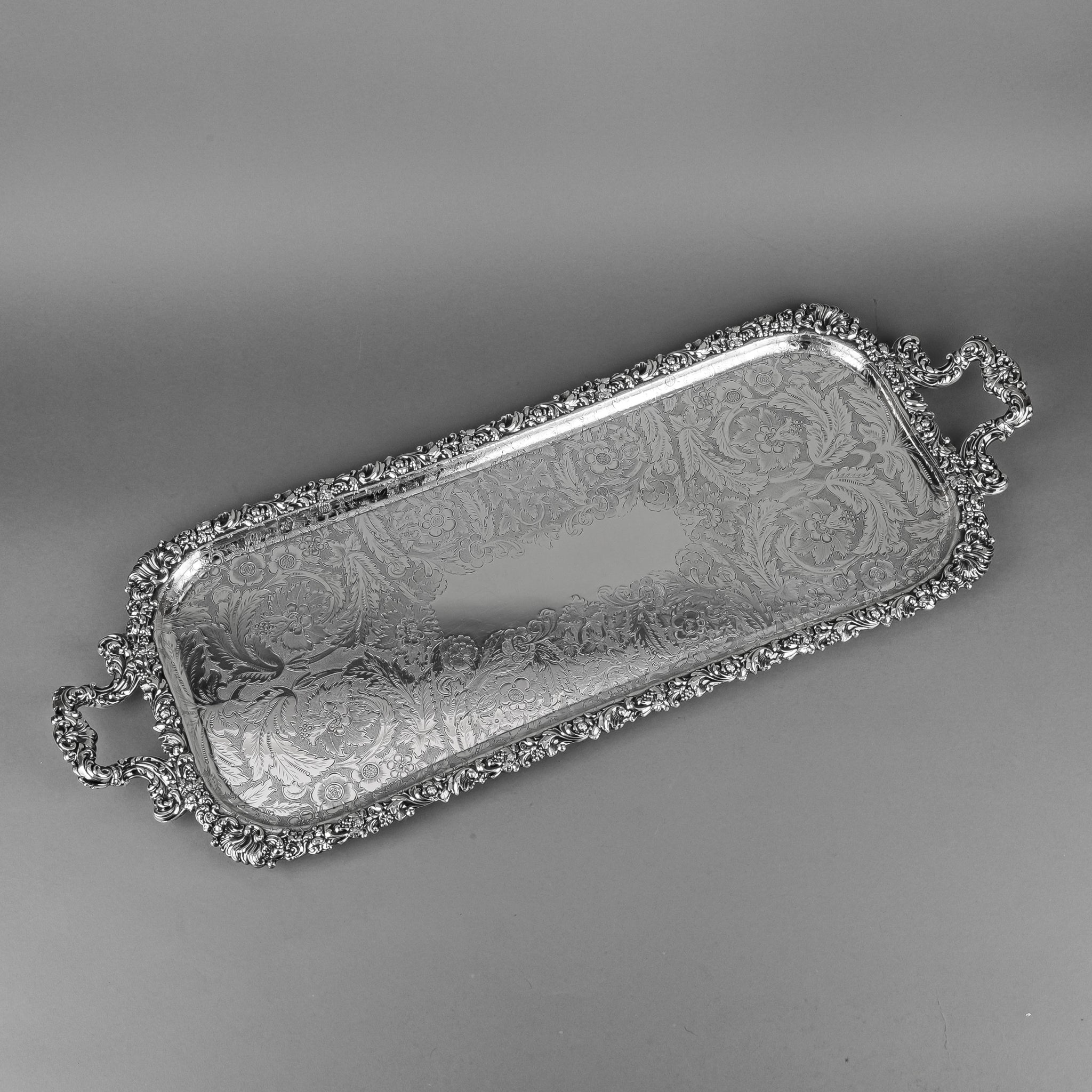 BIRKS Regency Plate Chased Silver Plate Tray - Around The Block