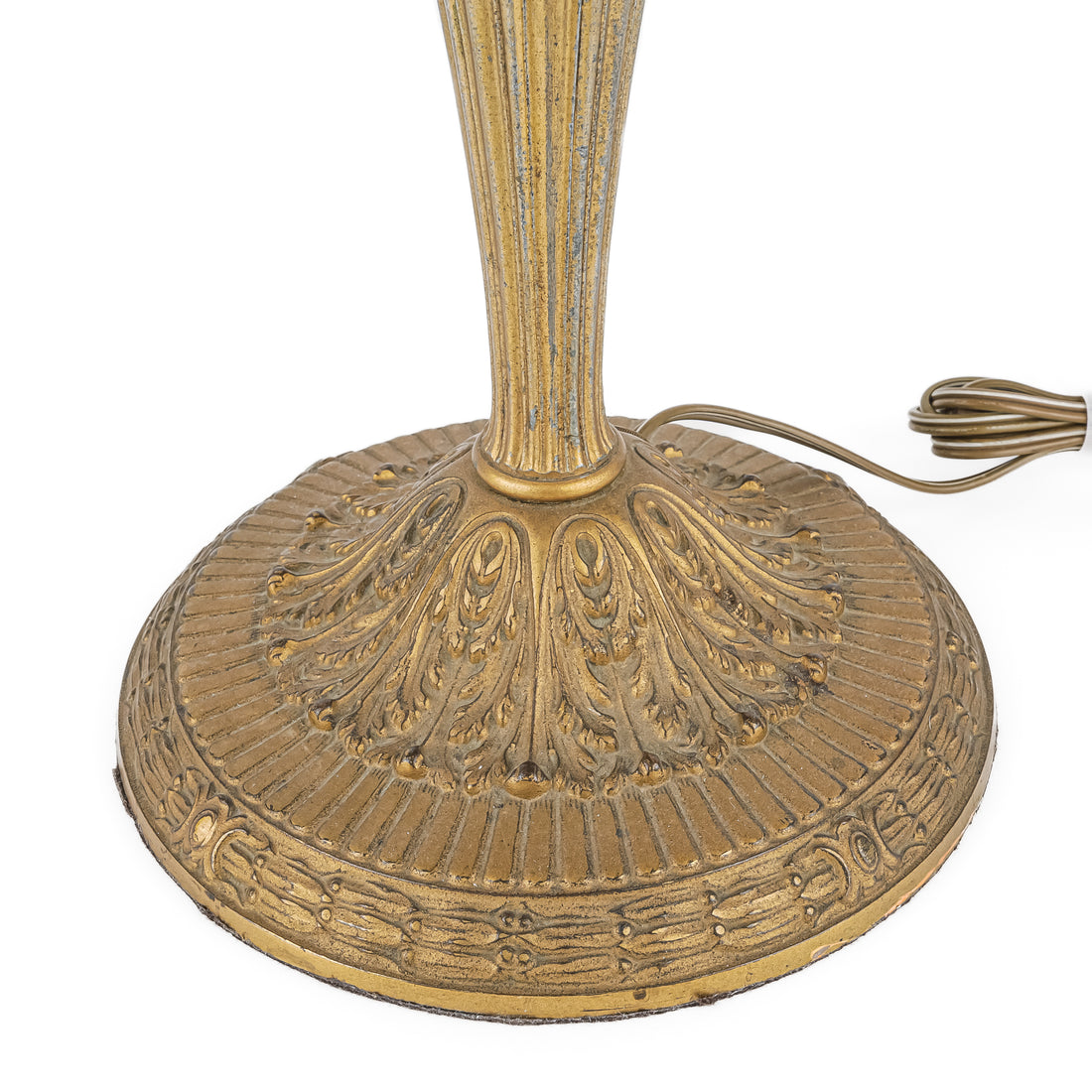 Vintage Cast Metal Lamp w/Slag Glass Shade - Around The Block