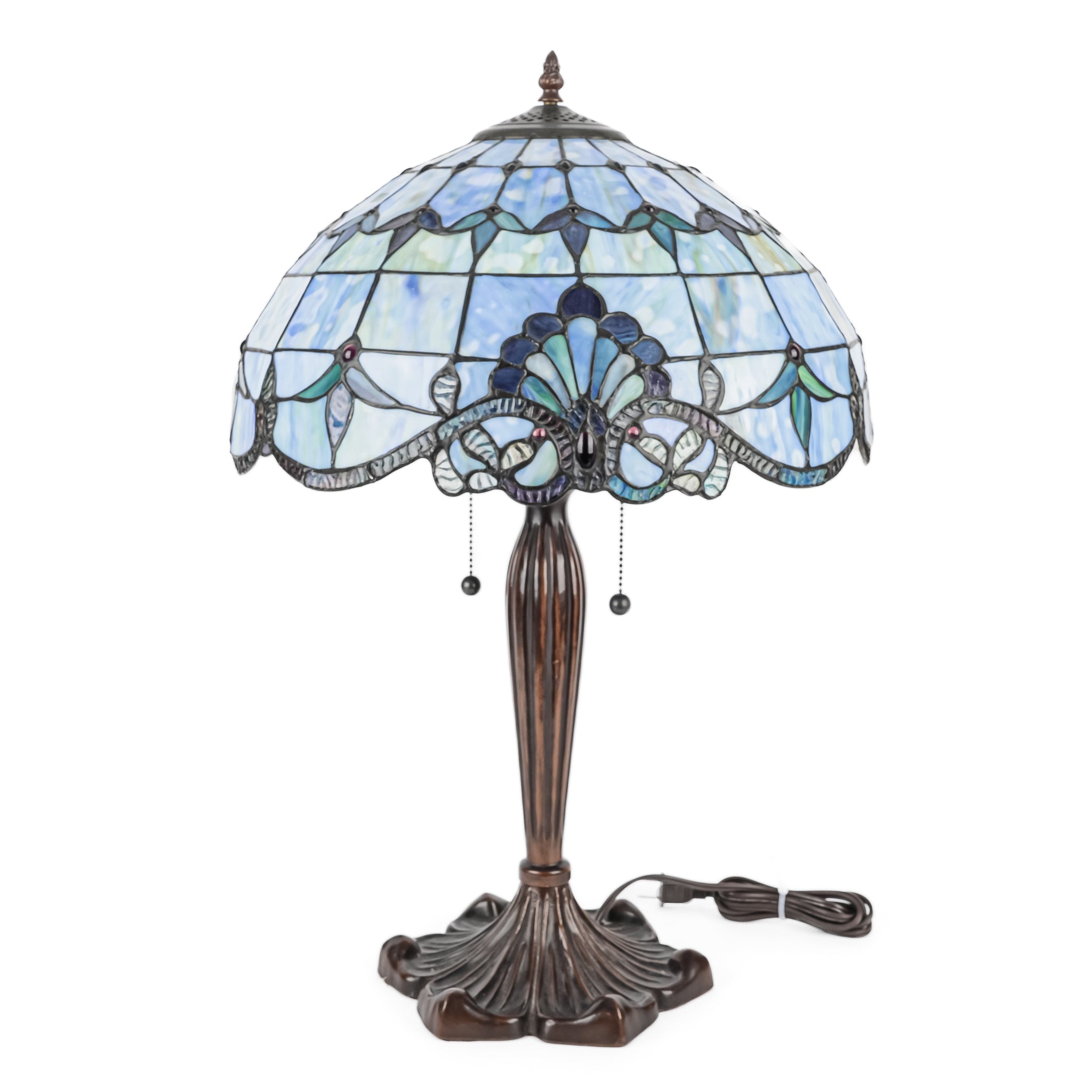 Bronze Finish Cast Metal Tiffany Style Lamp - Around The Block