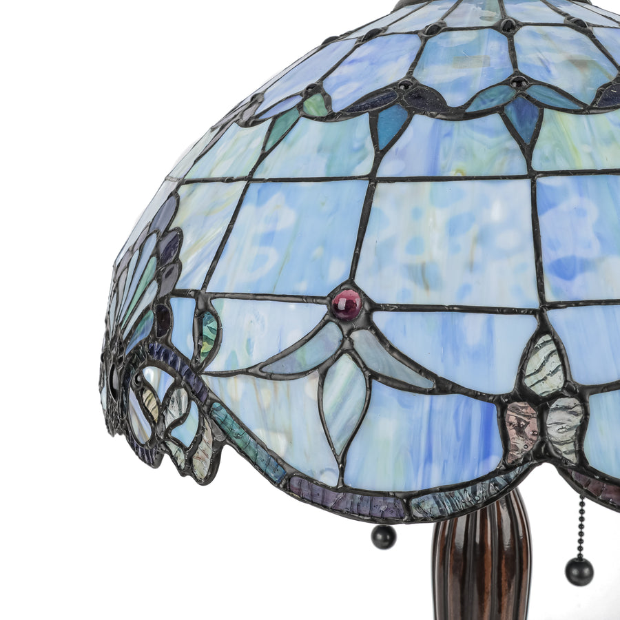 Bronze Finish Cast Metal Tiffany Style Lamp - Around The Block