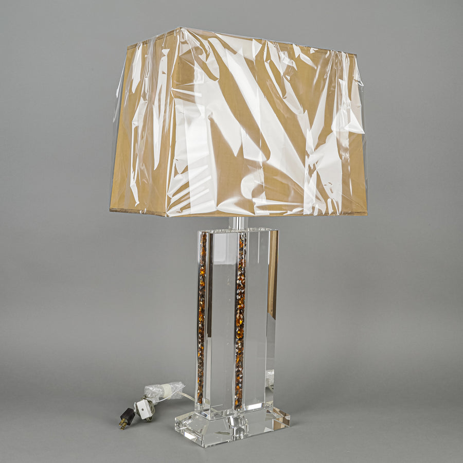 Coloured Crystal Filled Slab Crystal Lamps w/Shades Set of 2 - Around ...