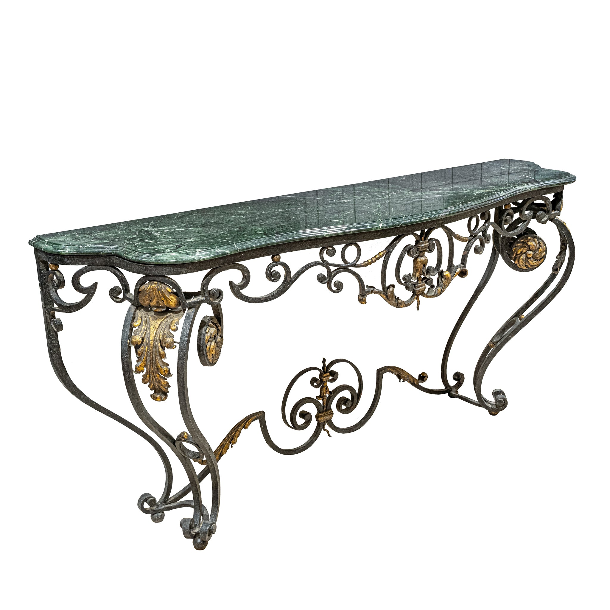 Vintage Italian Baroque Style Ironwork Console w/Stone Top - Around The ...
