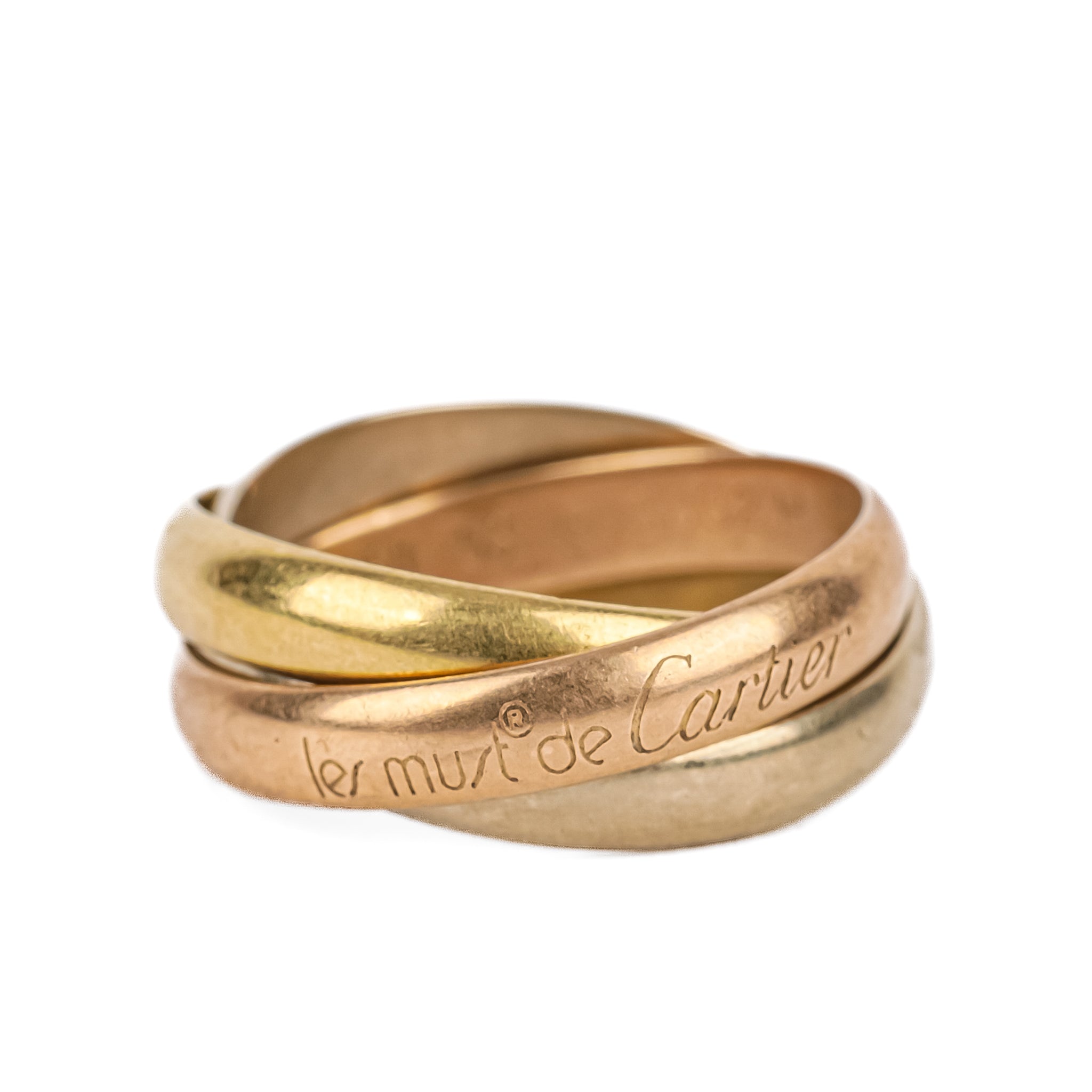 CARTIER 18K Yellow, White, & Rose Gold Classic Trinity Ring - Around ...