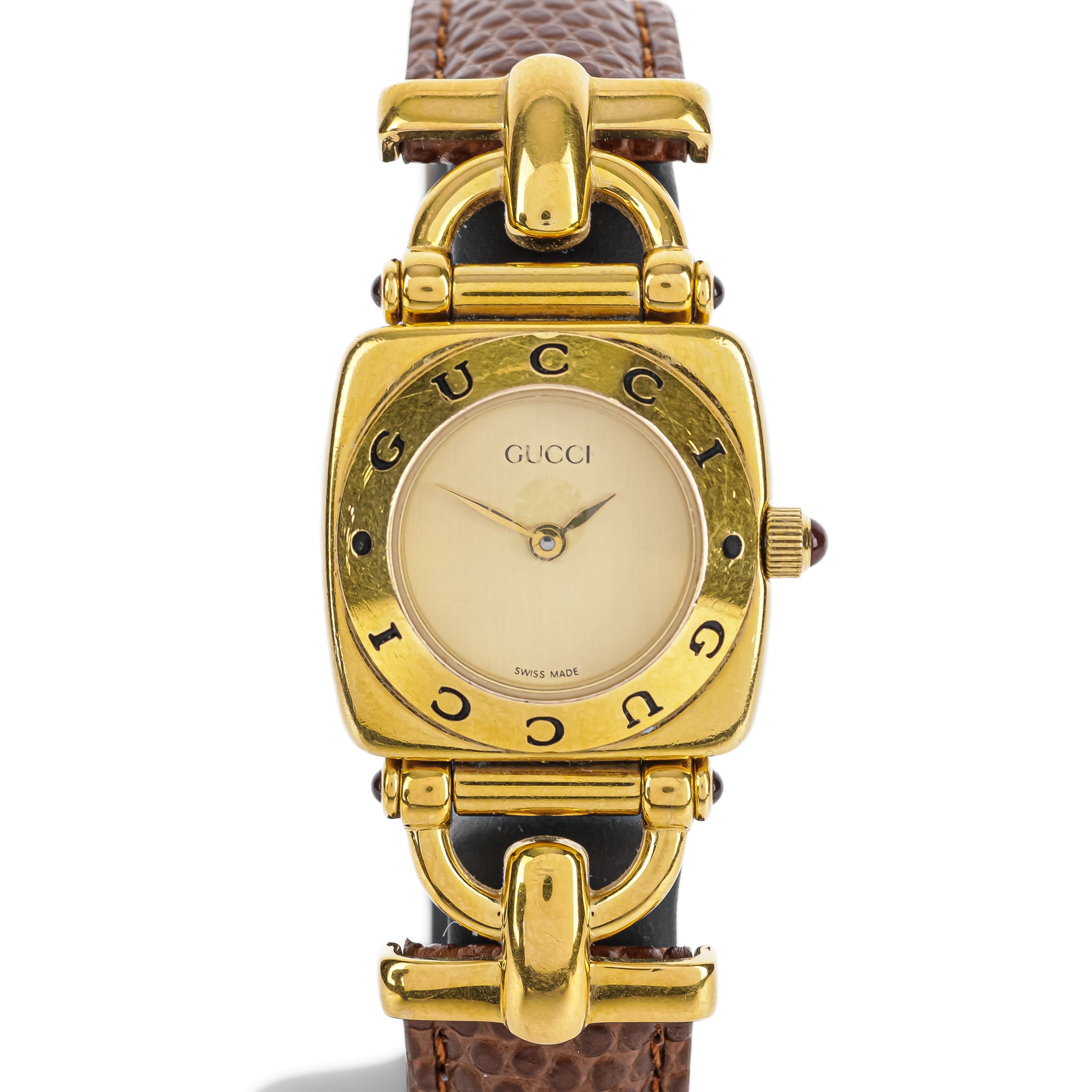 GUCCI 6300L Watch - Brown Leather Strap - Around The Block