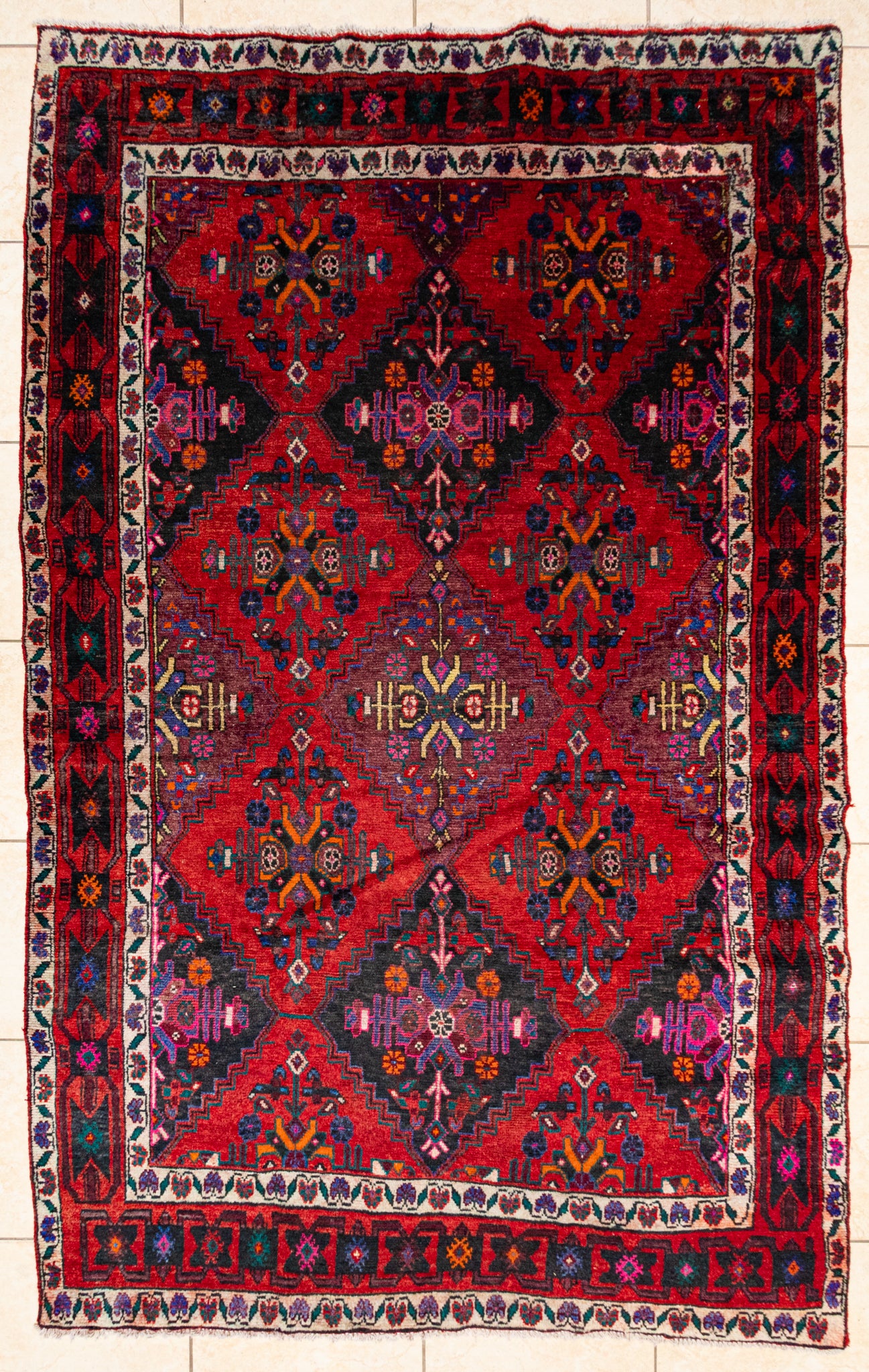 Hand Knotted Wool Ghoochan Persian Rug 117"x63" - Around The Block
