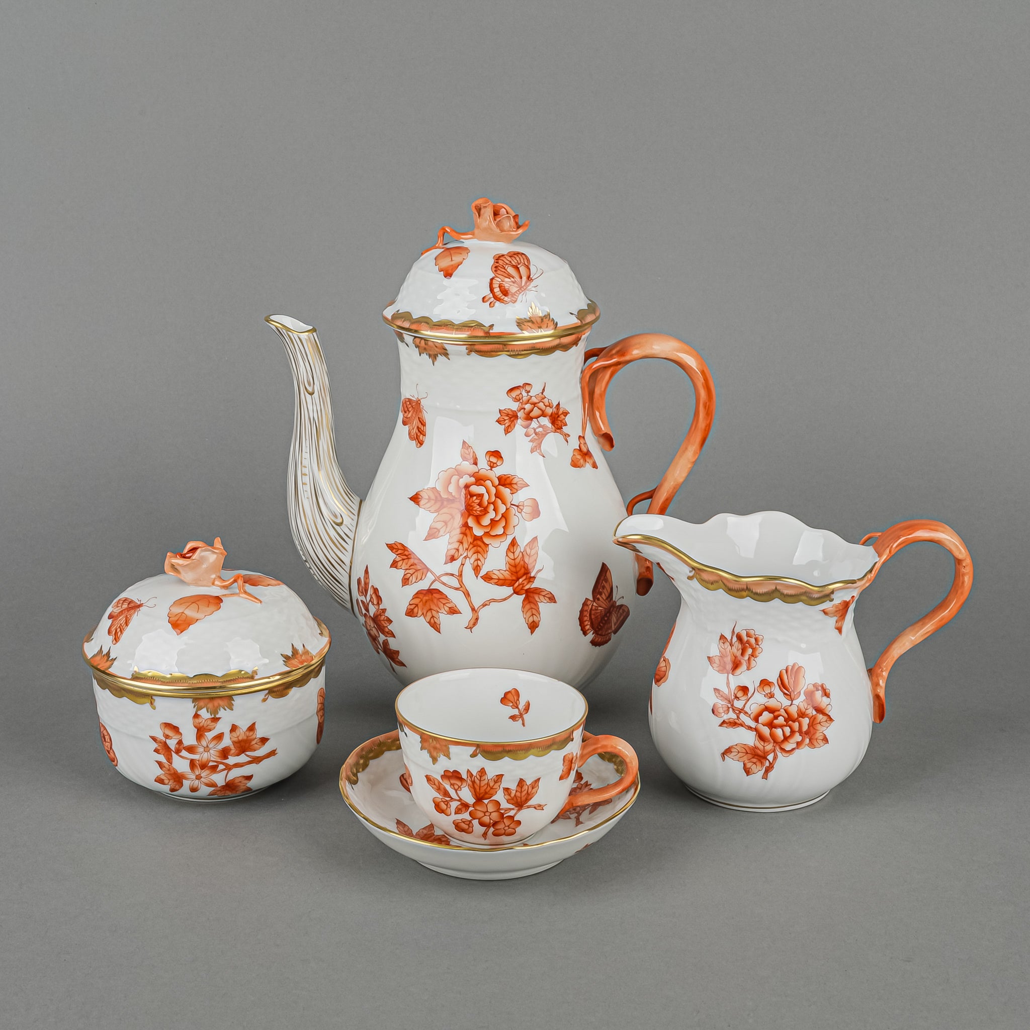 HEREND Fortuna Rust Coffee Set 29 Pieces - Around The Block